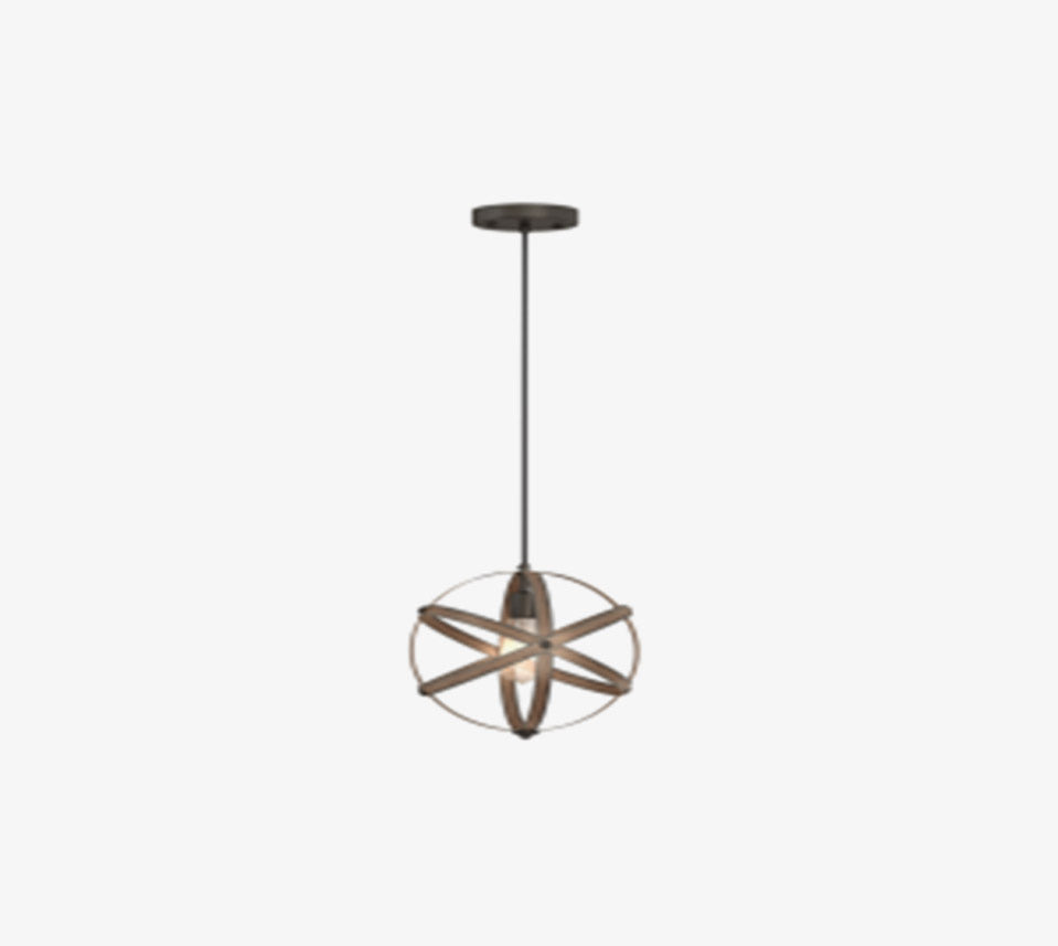 1-Light Pendant with bronze and wood steel finish– JENCO CANADA INC.