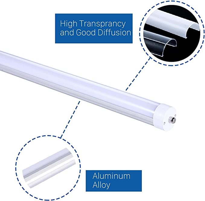 8FT LED FA8 TUBE LIGHTS 6000K (TYPE A & B) Frost & Clear– JENCO CANADA INC.